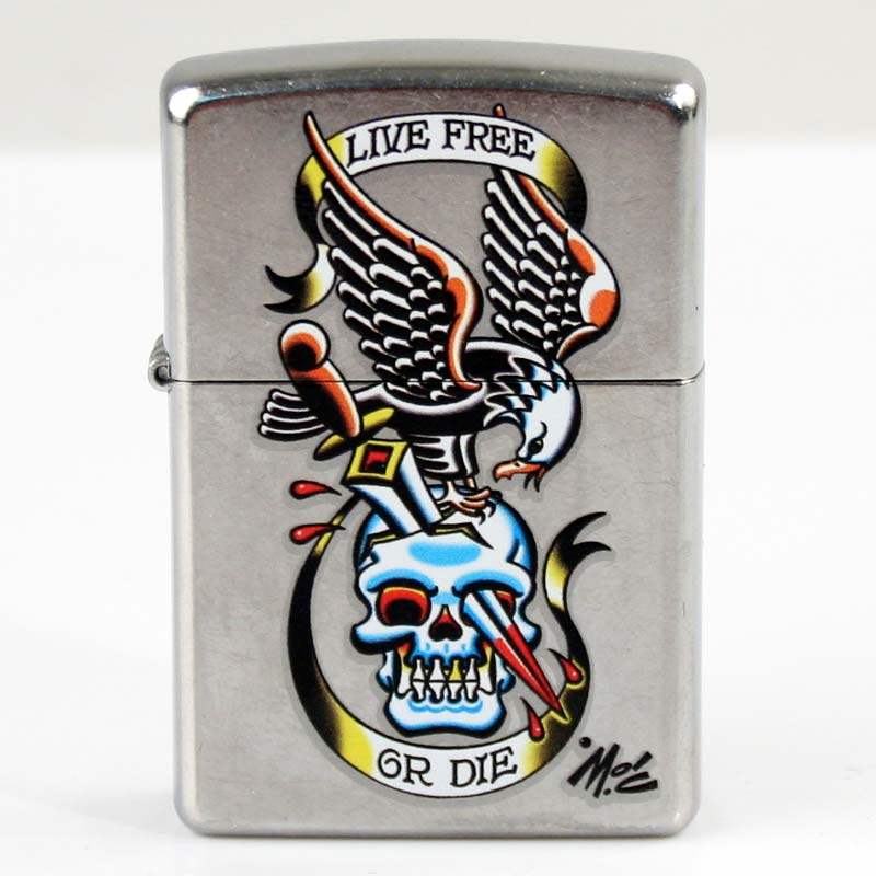 Zippo street chrom colour Live Free Or Die 2002269 | Excaliburshop